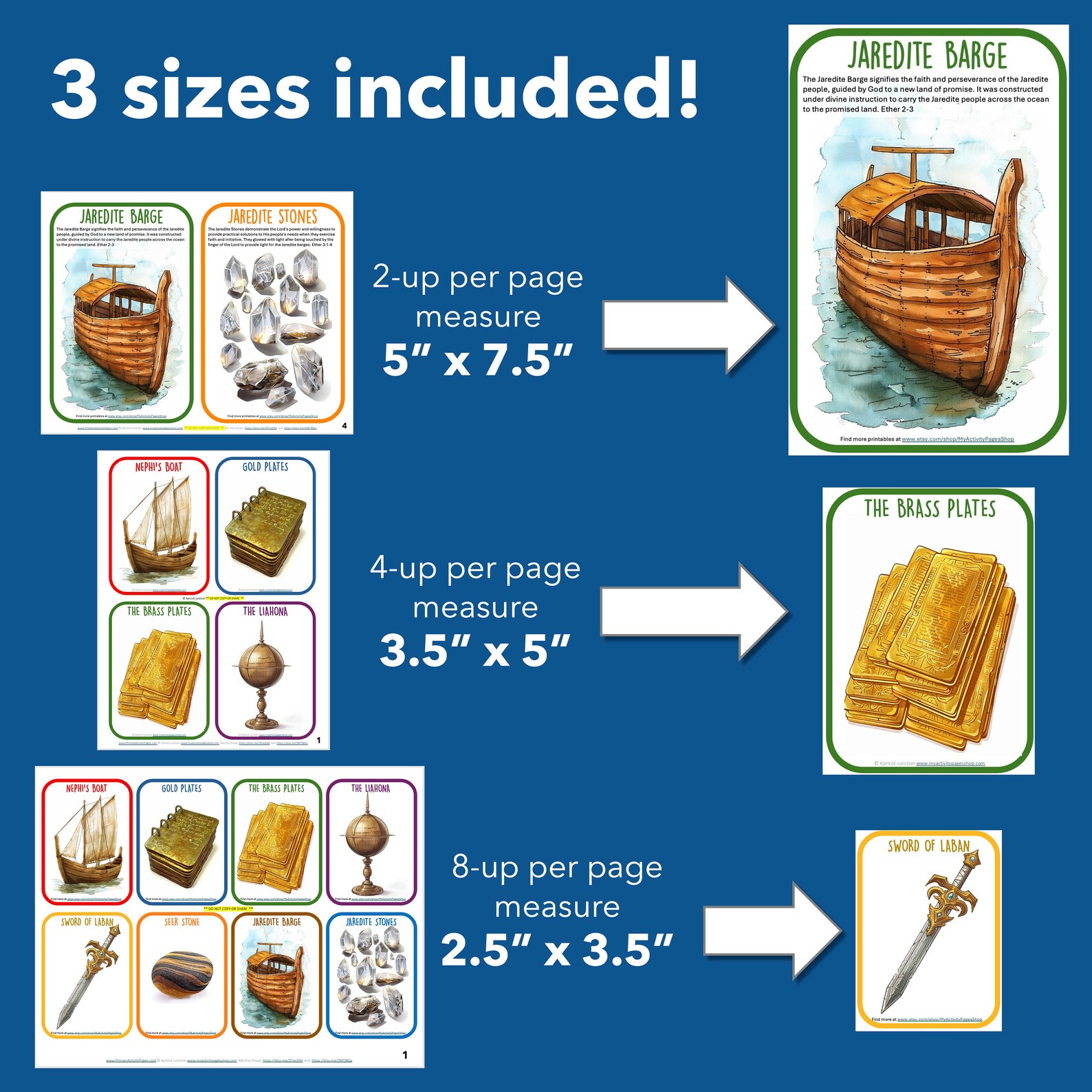 LDS Book of Mormon Objects Cards, 3 Sizes, Digital Download, Printable, Primary Days, YM/YW ...