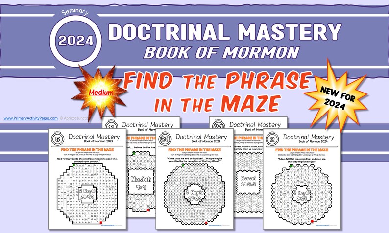 Fun MAZES 24 Full Page 2024 Doctrinal Mastery Book of Mormon Printable ...