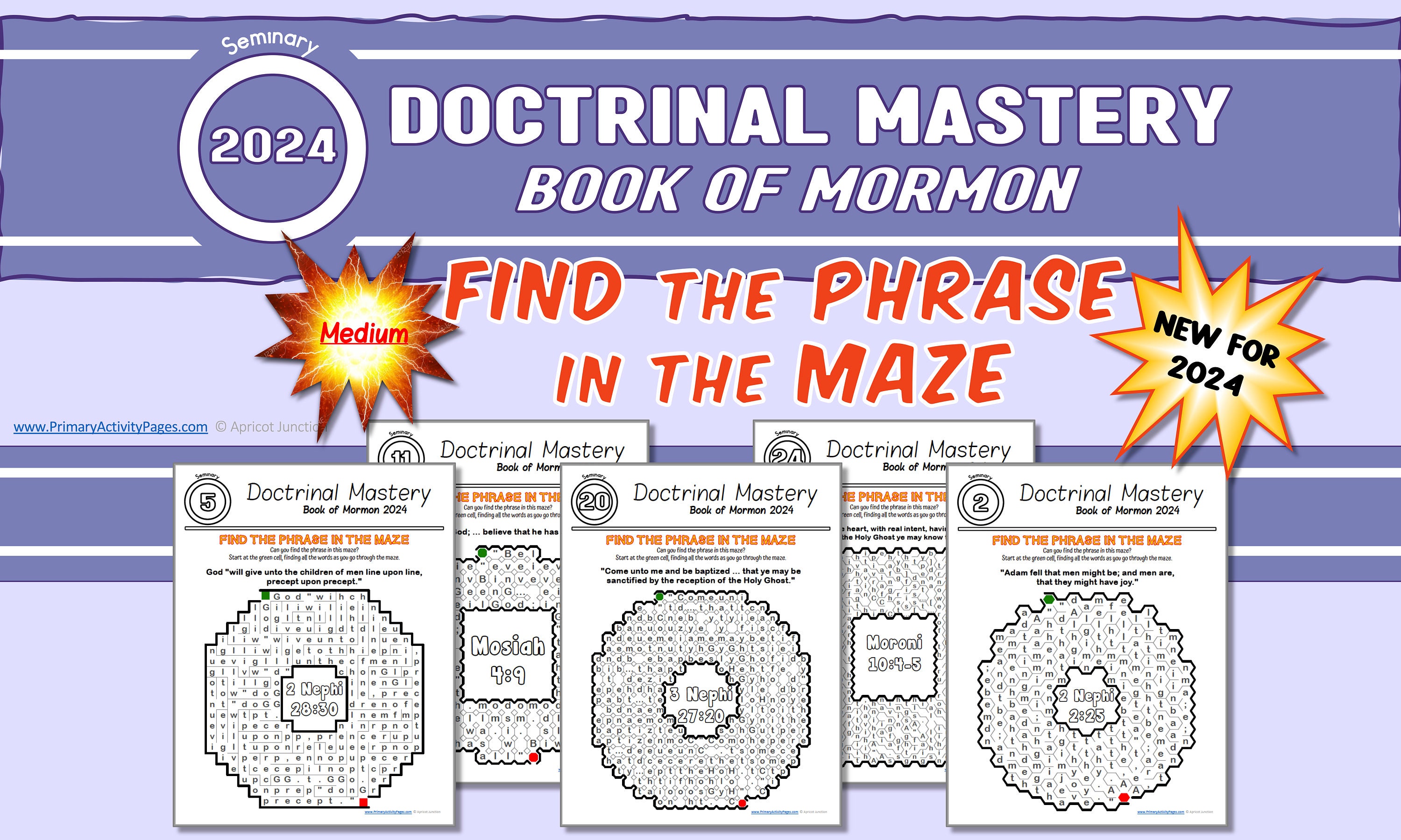 Fun MAZES 24 Full Page 2024 Doctrinal Mastery Book of Mormon Printable ...
