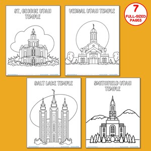 LDS SET #4 Utah Temples, 7 Coloring Pages, No Borders, Full-page Hand ...