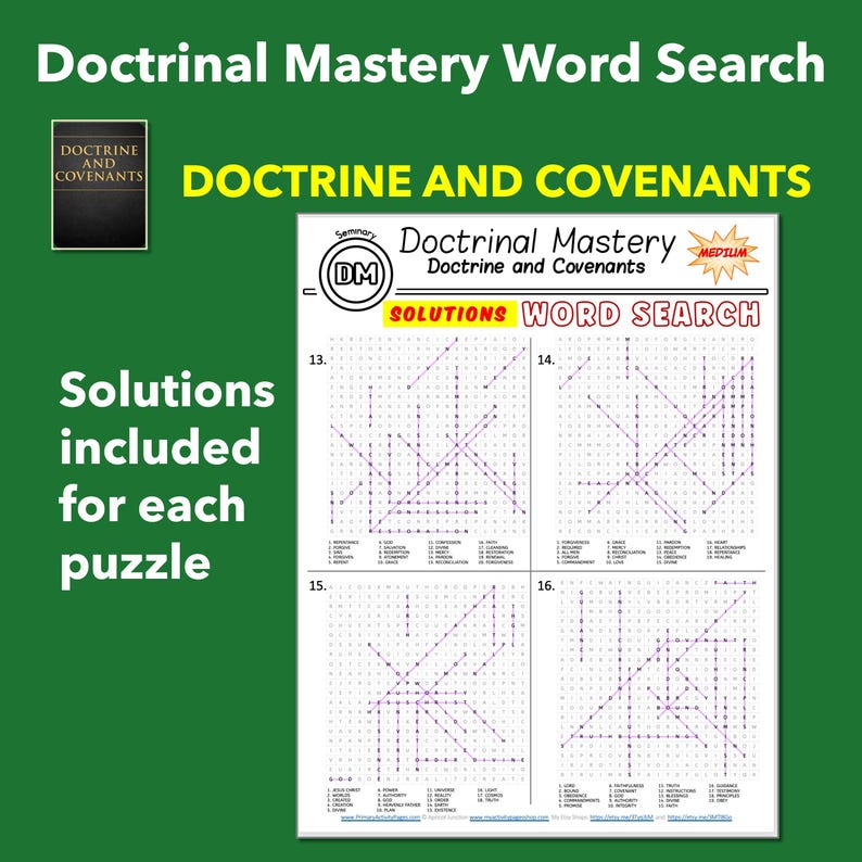 24 Medium WORD SEARCH, D&C Doctrine and Covenants Doctrinal Mastery ...