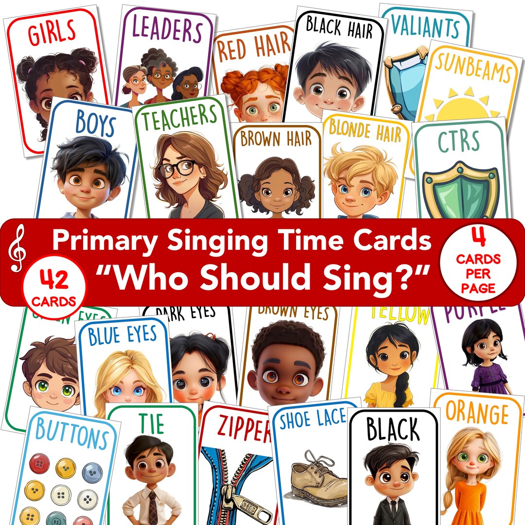 LDS Primary Singing Time "who Should Sing?" 4 Cards per Page, Printable ...