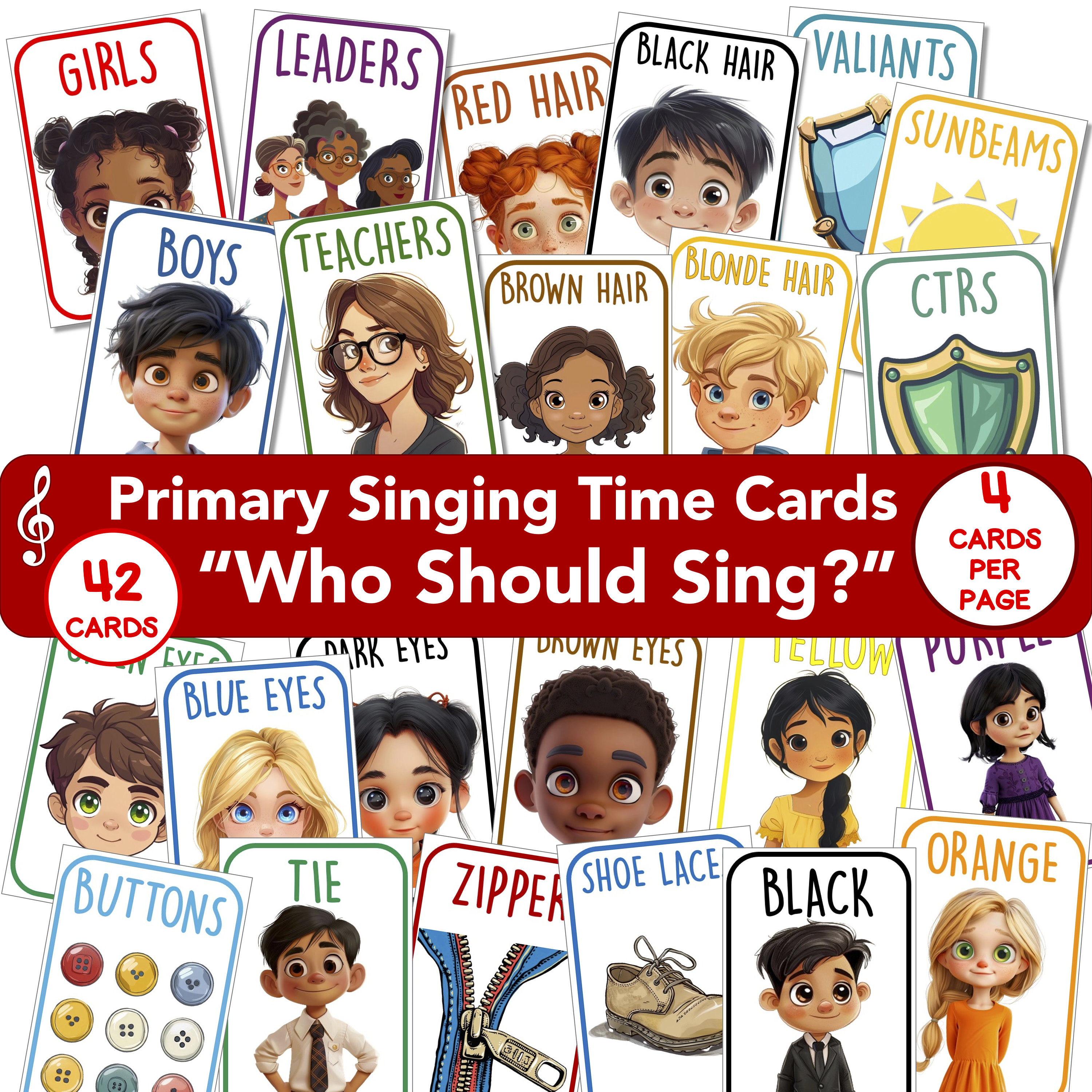 LDS Primary Singing Time "who Should Sing?" 4 Cards per Page, Printable ...