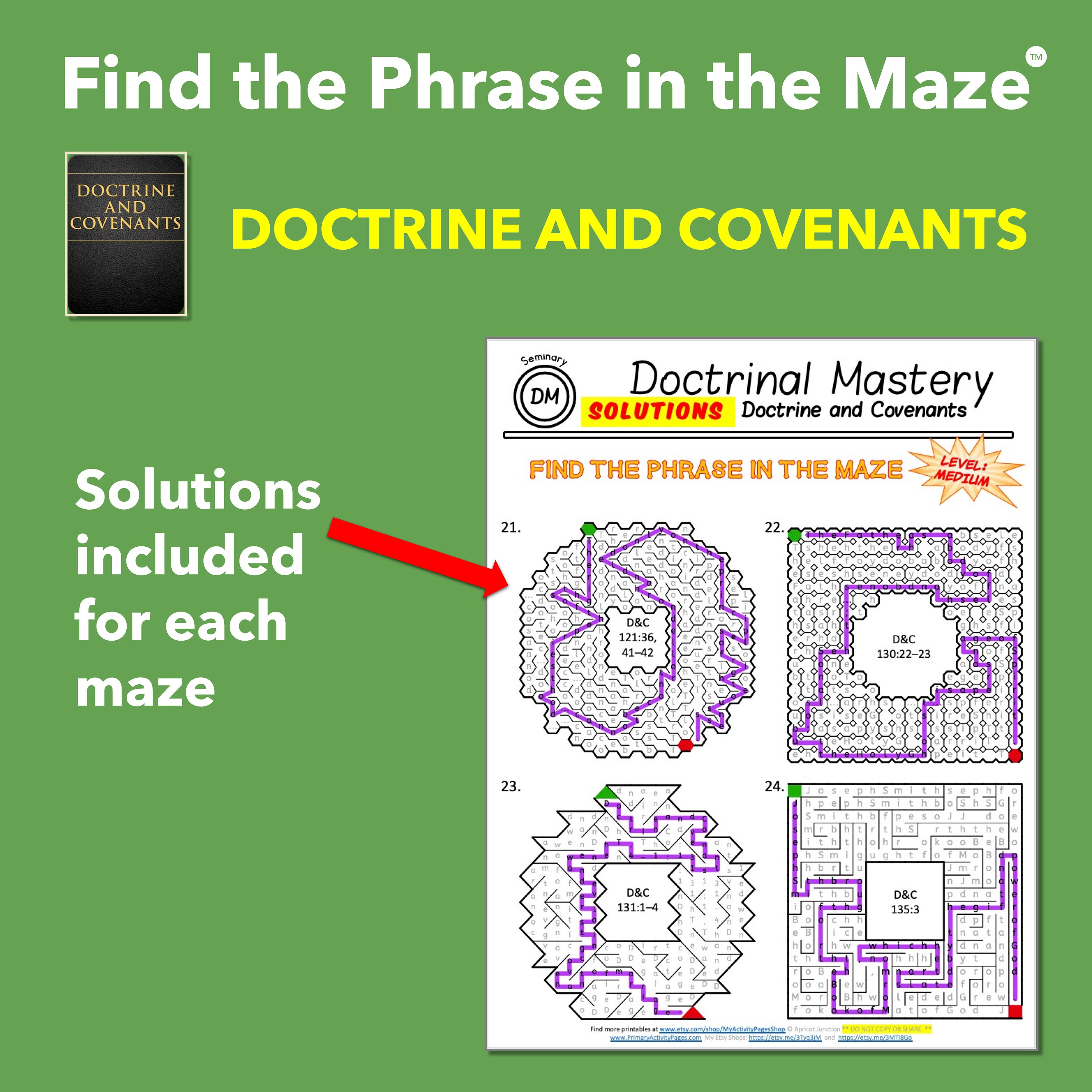 LDS D&C MEDIUM Mazes, Doctrine and Covenants Doctrinal Mastery, Full ...