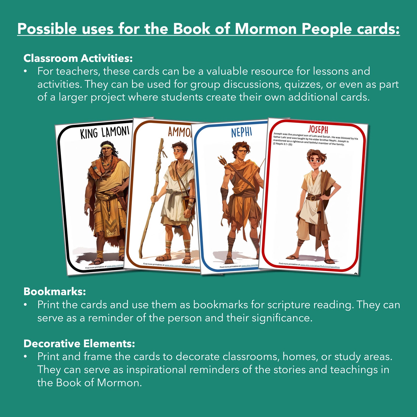 LDS Book of Mormon People Cards, 3 Sizes, Digital Download, Printable ...