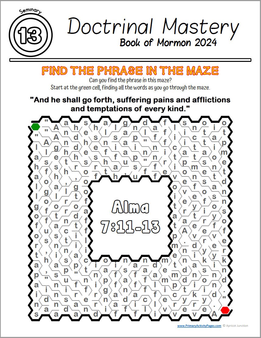 MAZES 24 Full Page 2024 Doctrinal Mastery Book of Mormon Printable ...