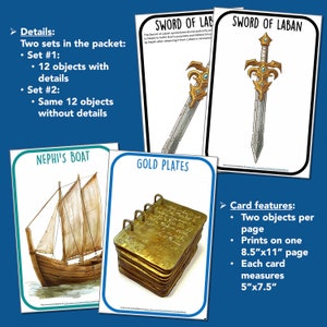 LDS Book of Mormon Objects Cards, 3 Sizes, Digital Download, Printable ...