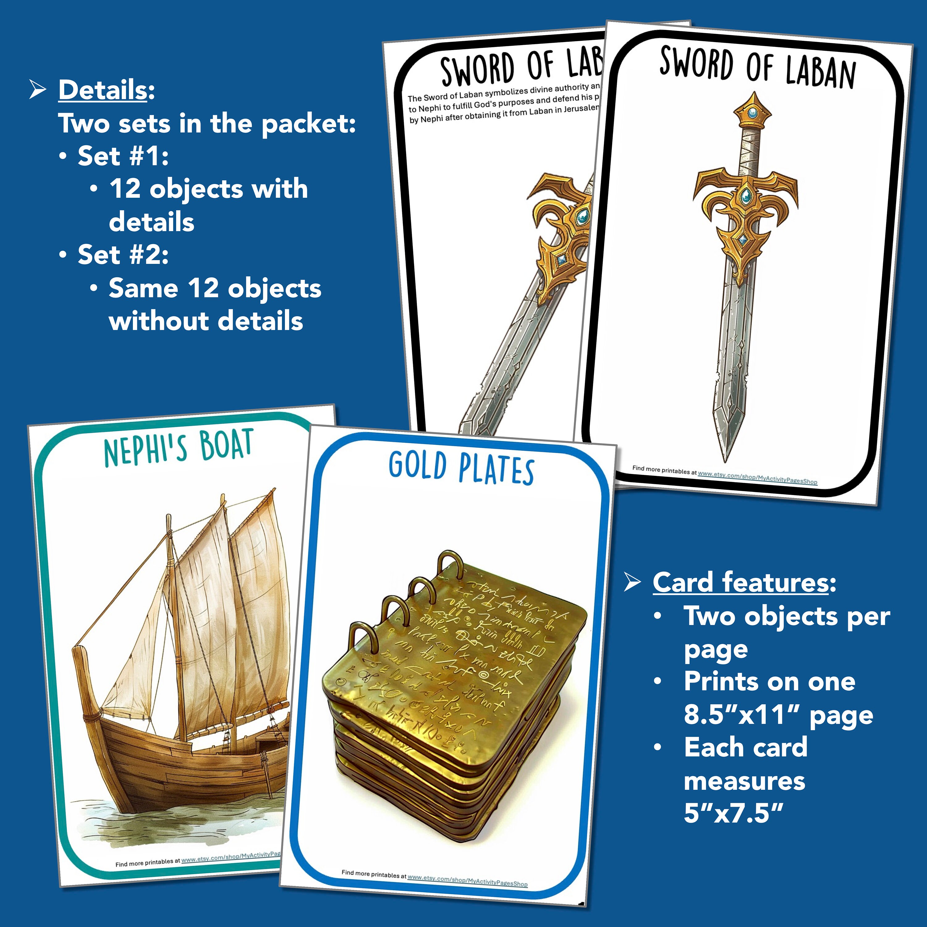 LDS Book of Mormon Objects Cards, 3 Sizes, Digital Download, Printable ...