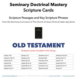LDS Old Testament, Seminary Doctrinal Mastery Scripture Passages and ...