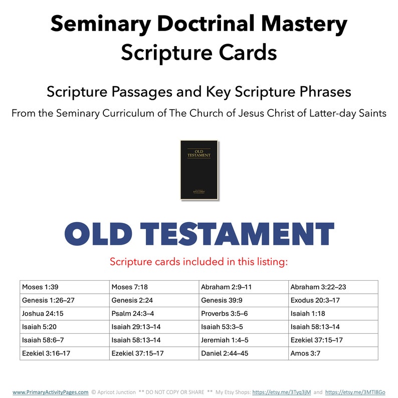 LDS Old Testament, Seminary Doctrinal Mastery Scripture Passages and ...