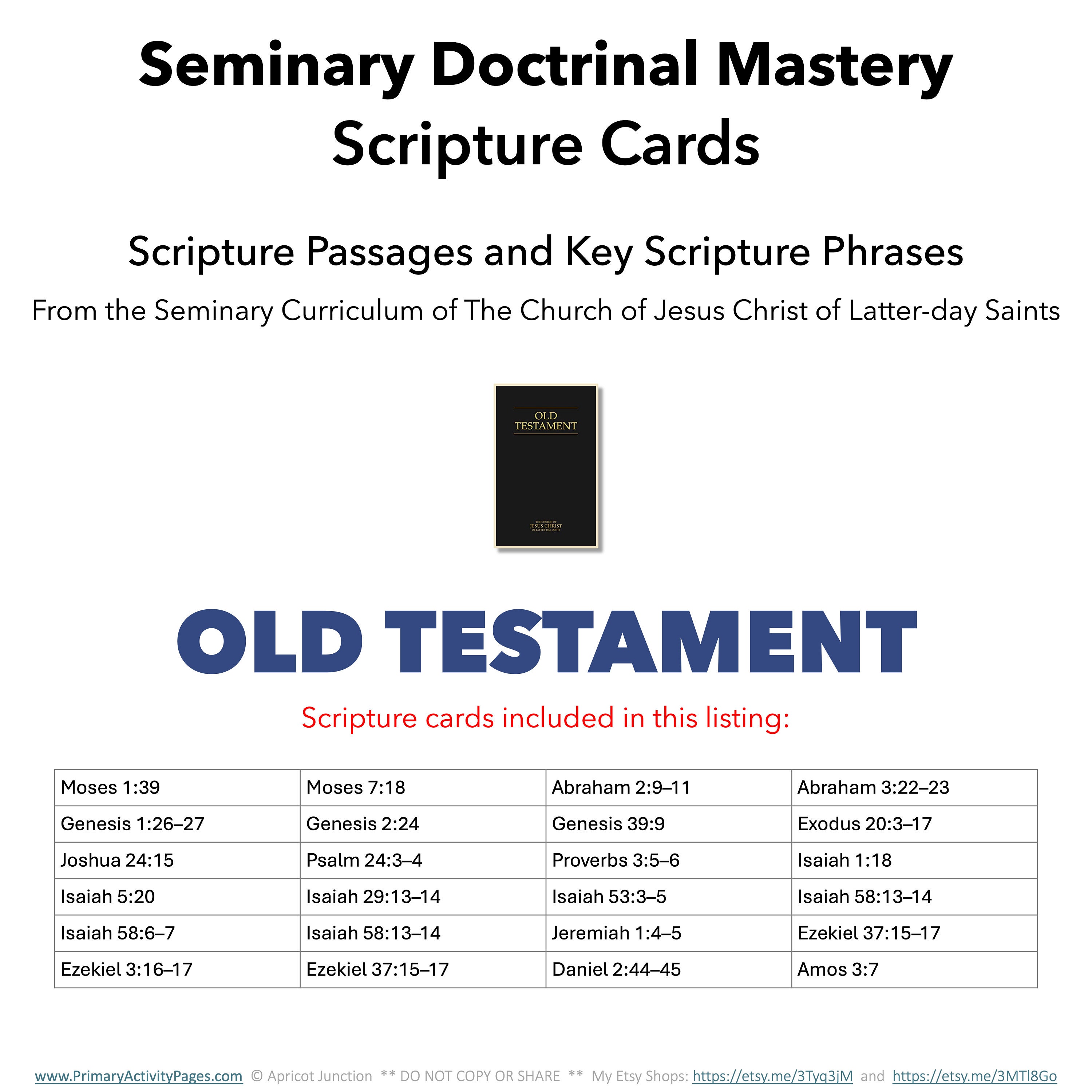 LDS Old Testament, Seminary Doctrinal Mastery Scripture Passages and ...