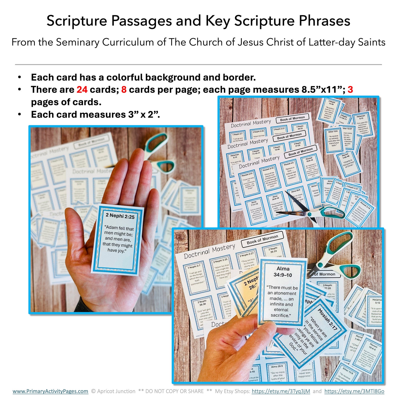 LDS Book of Mormon, Seminary Doctrinal Mastery Scripture Passages and ...