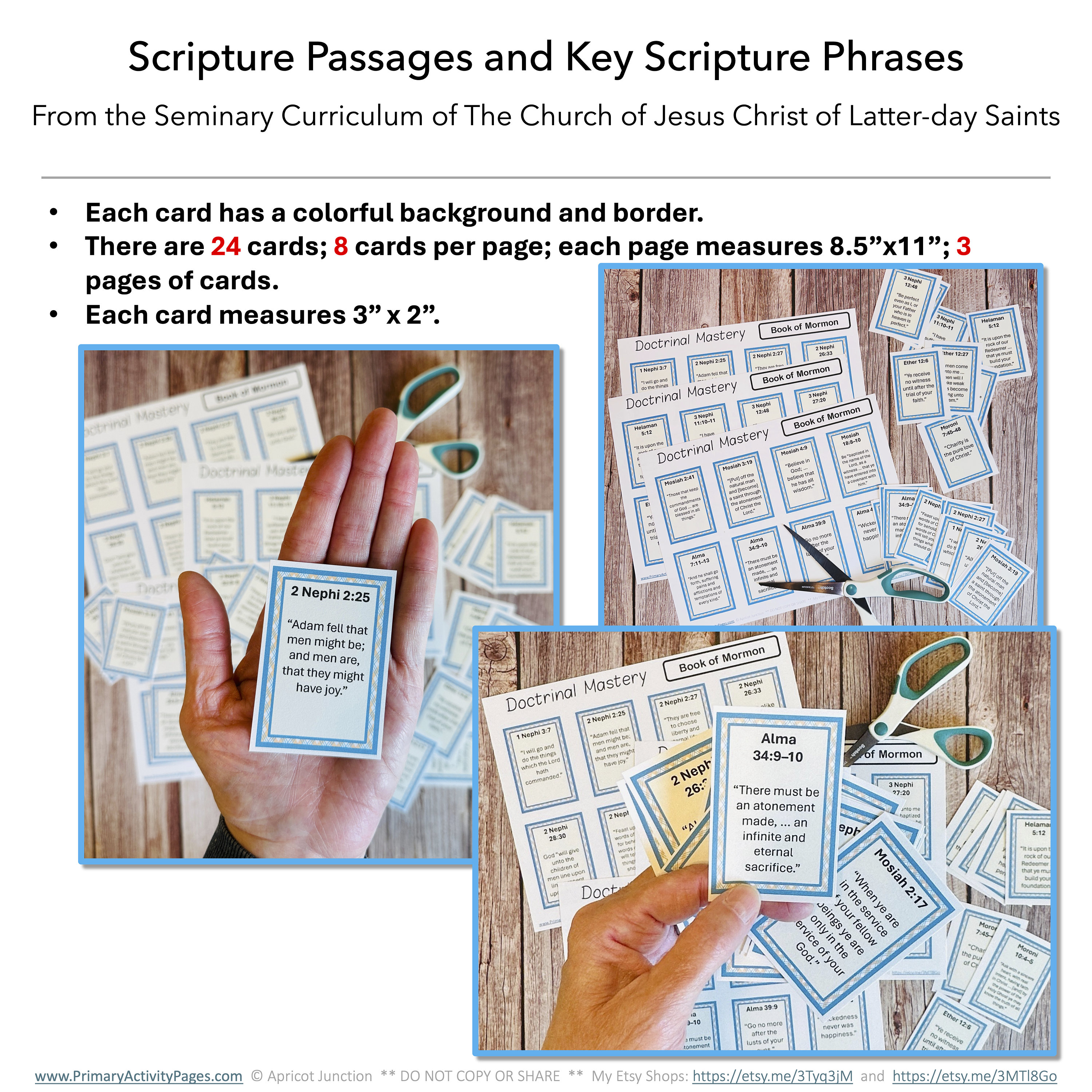 LDS Book of Mormon, Seminary Doctrinal Mastery Scripture Passages and ...