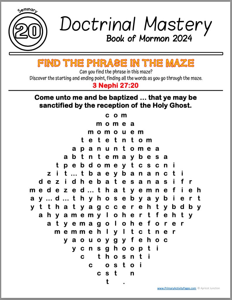 MEGA-HARD Mazes 24 Full Page 2024 Doctrinal Mastery Book of Mormon ...