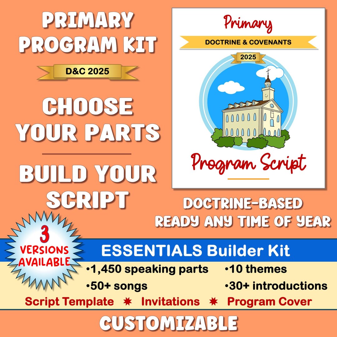 LDS 2025 PRIMARY PROGRAM Dandc Editable Script Essential Kit, Speaking ...