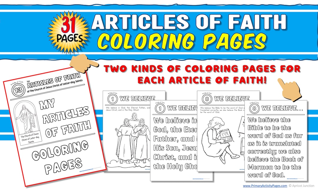 ARTICLES OF FAITH Coloring Pages 31 Full-size Pages Digital - Etsy