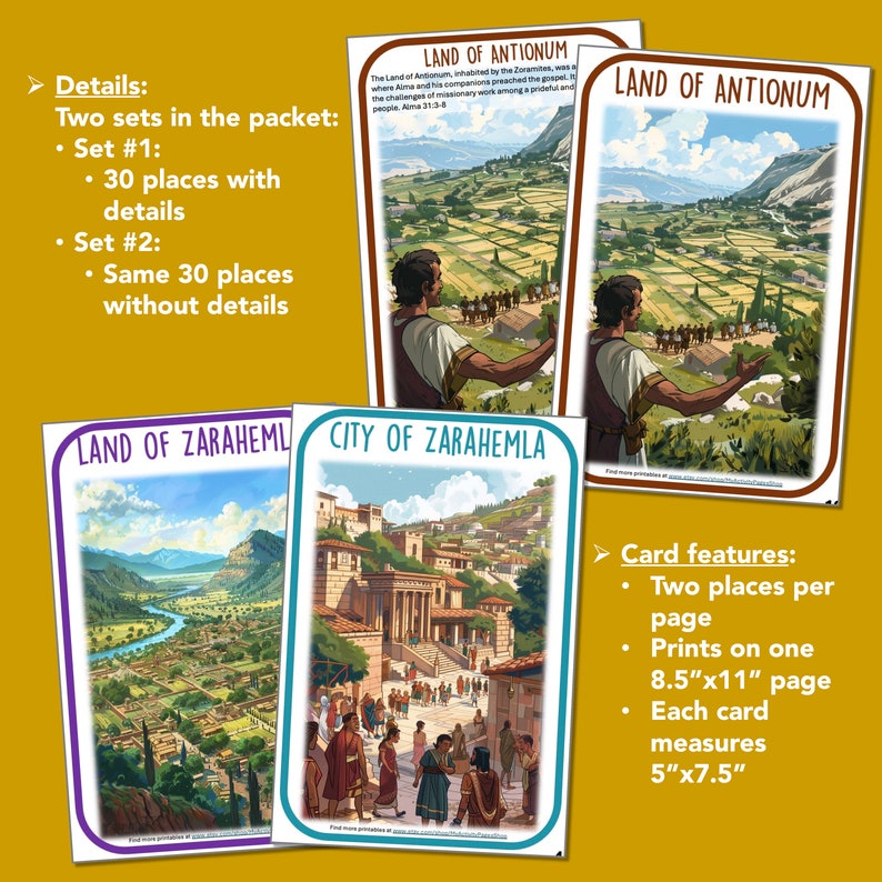 LDS Book of Mormon Places Cards, 3 Sizes, Digital Download, Printable ...