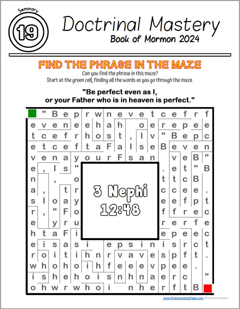 MAZES 24 Full Page 2024 Doctrinal Mastery Book of Mormon Printable ...