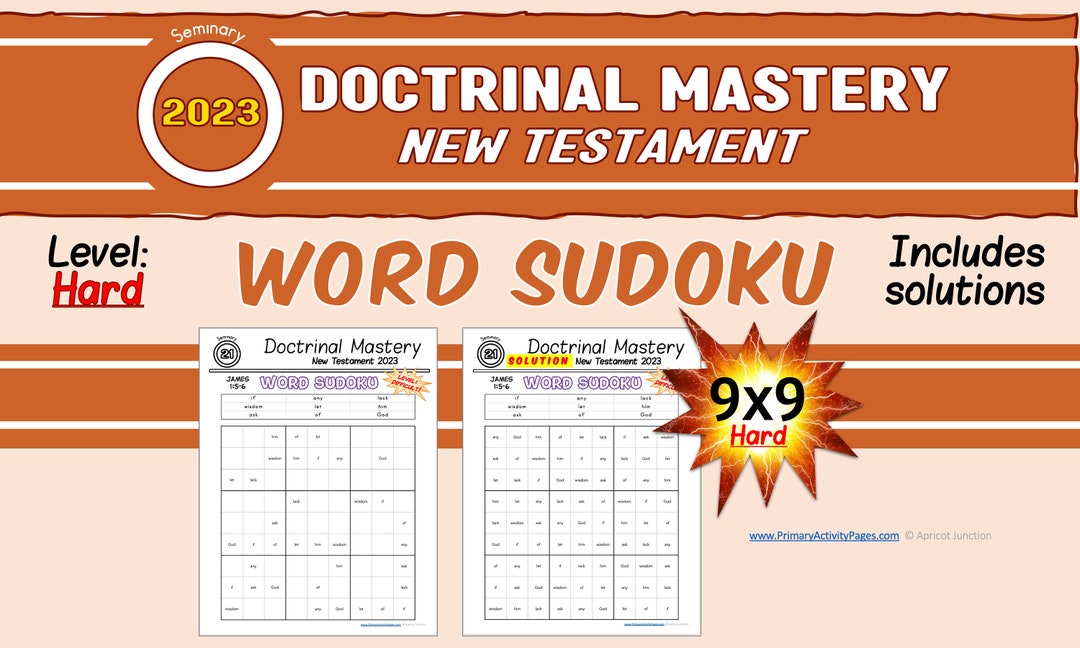 9x9 WORD SUDOKU Hard 2023 Doctrinal Mastery New Testament Puzzles ...
