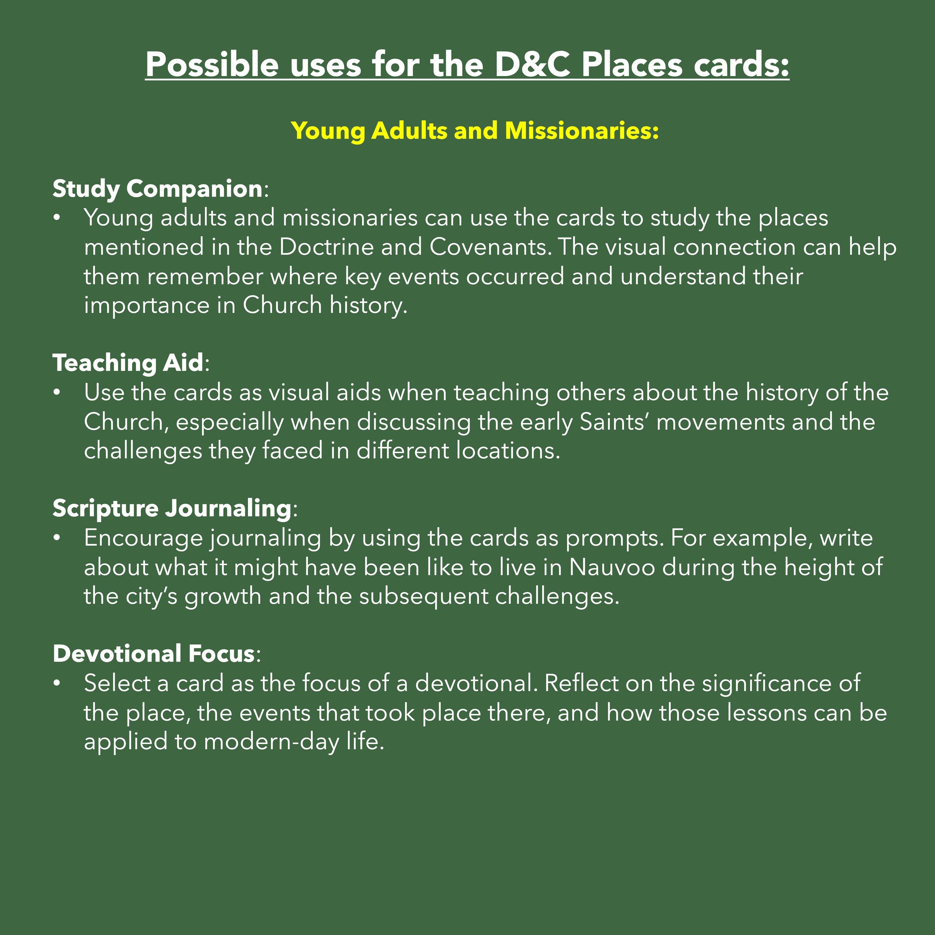 LDS D&C Places Cards, 3 Sizes, Digital Download, Printable, Primary ...