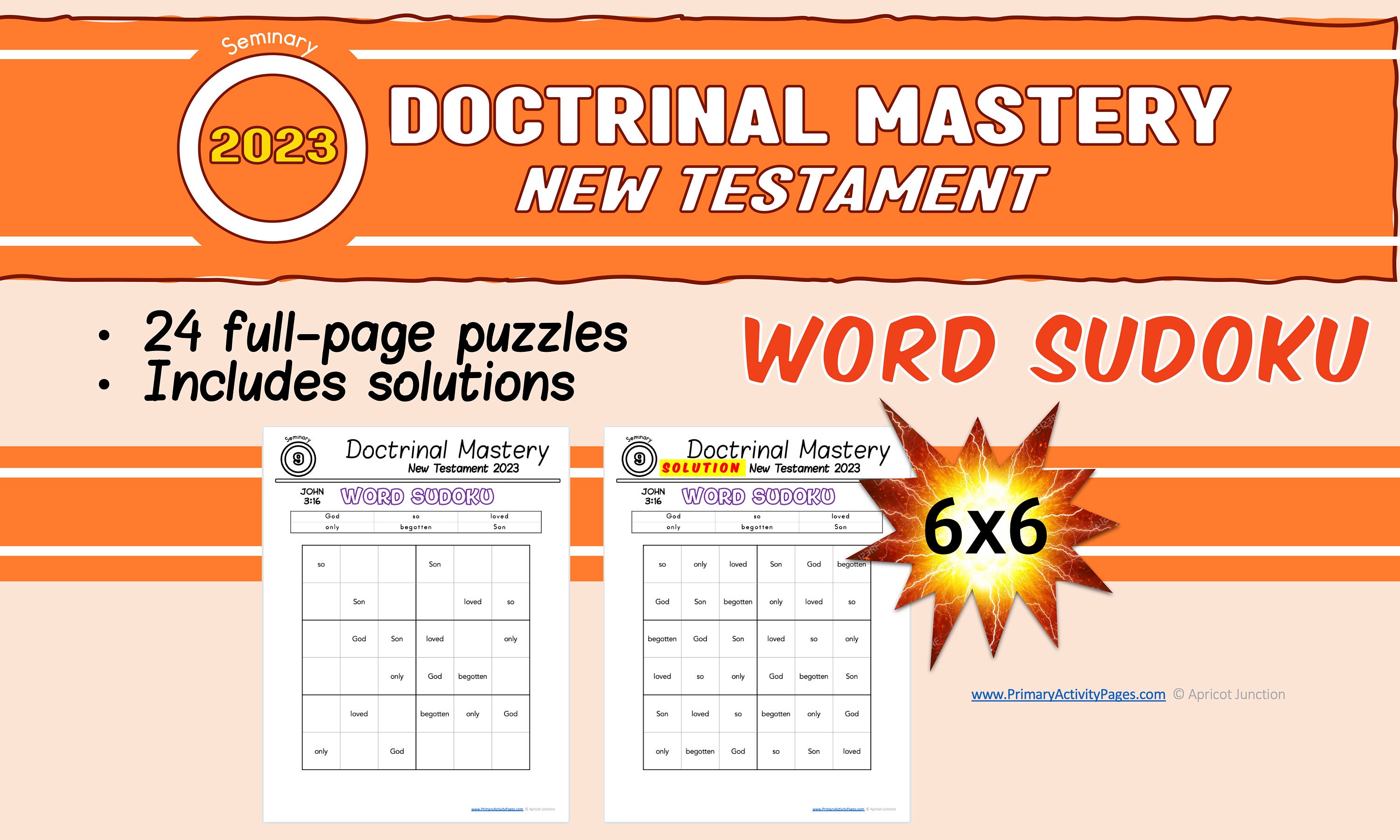6X6 WORD SUDOKU 2023 Doctrinal Mastery New Testament Puzzles - Etsy