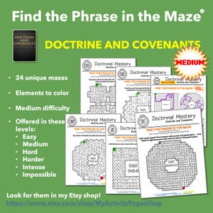 LDS D&C MEDIUM Mazes, Doctrine and Covenants Doctrinal Mastery, Full ...