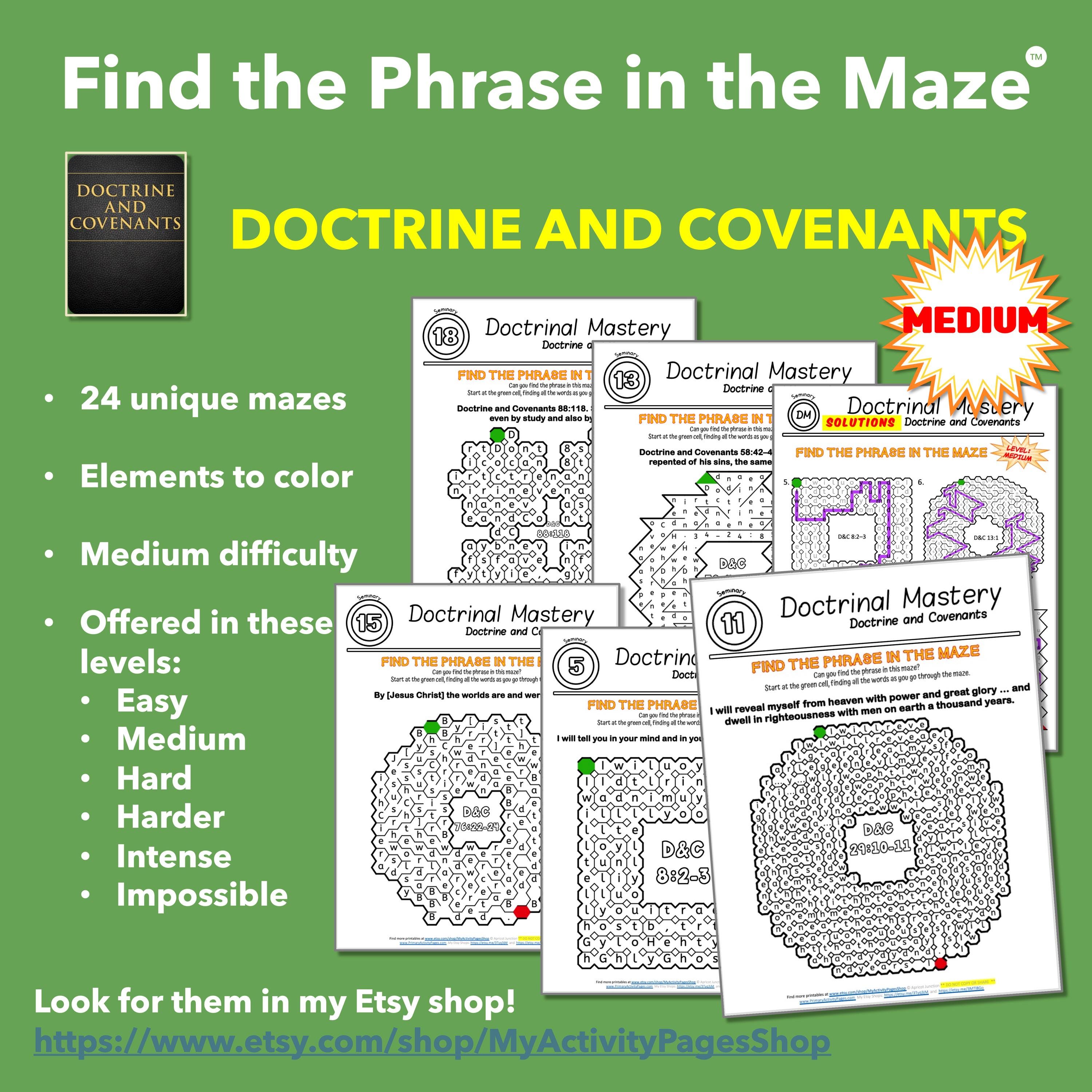 LDS D&C MEDIUM Mazes, Doctrine and Covenants Doctrinal Mastery, Full ...
