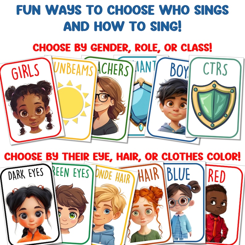 LDS Singing Time BUNDLE; 2 Cards/page, "who Should Sing?" & "ways to ...