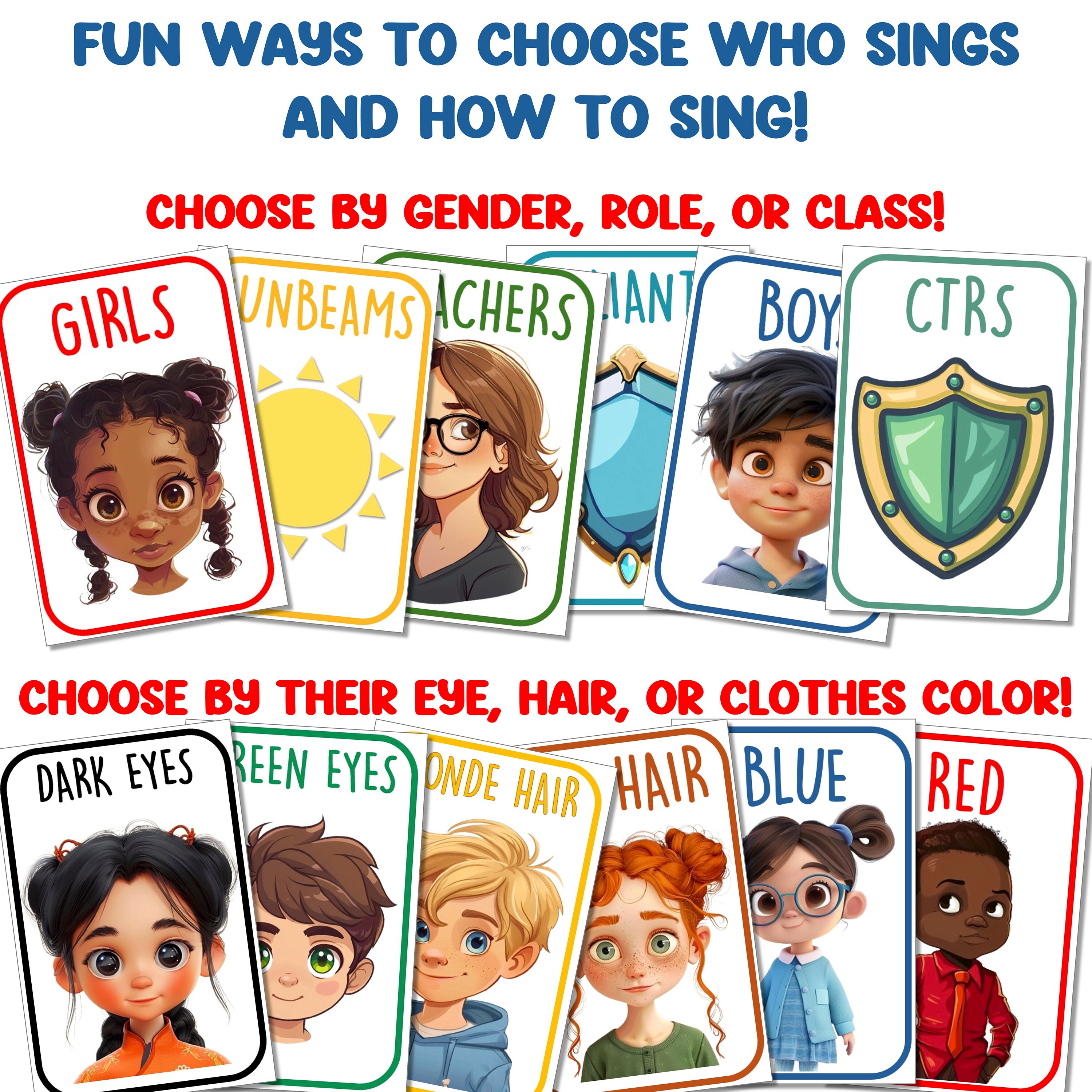 LDS Singing Time BUNDLE; 2 Cards/page, "who Should Sing?" & "ways to ...