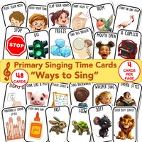 LDS Singing Time BUNDLE 4 Cards/page, who Should Sing & ways to Sing ...