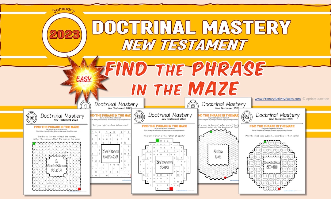 24 MAZES Full Page 2023 Doctrinal Mastery New Testament Printable Learn ...