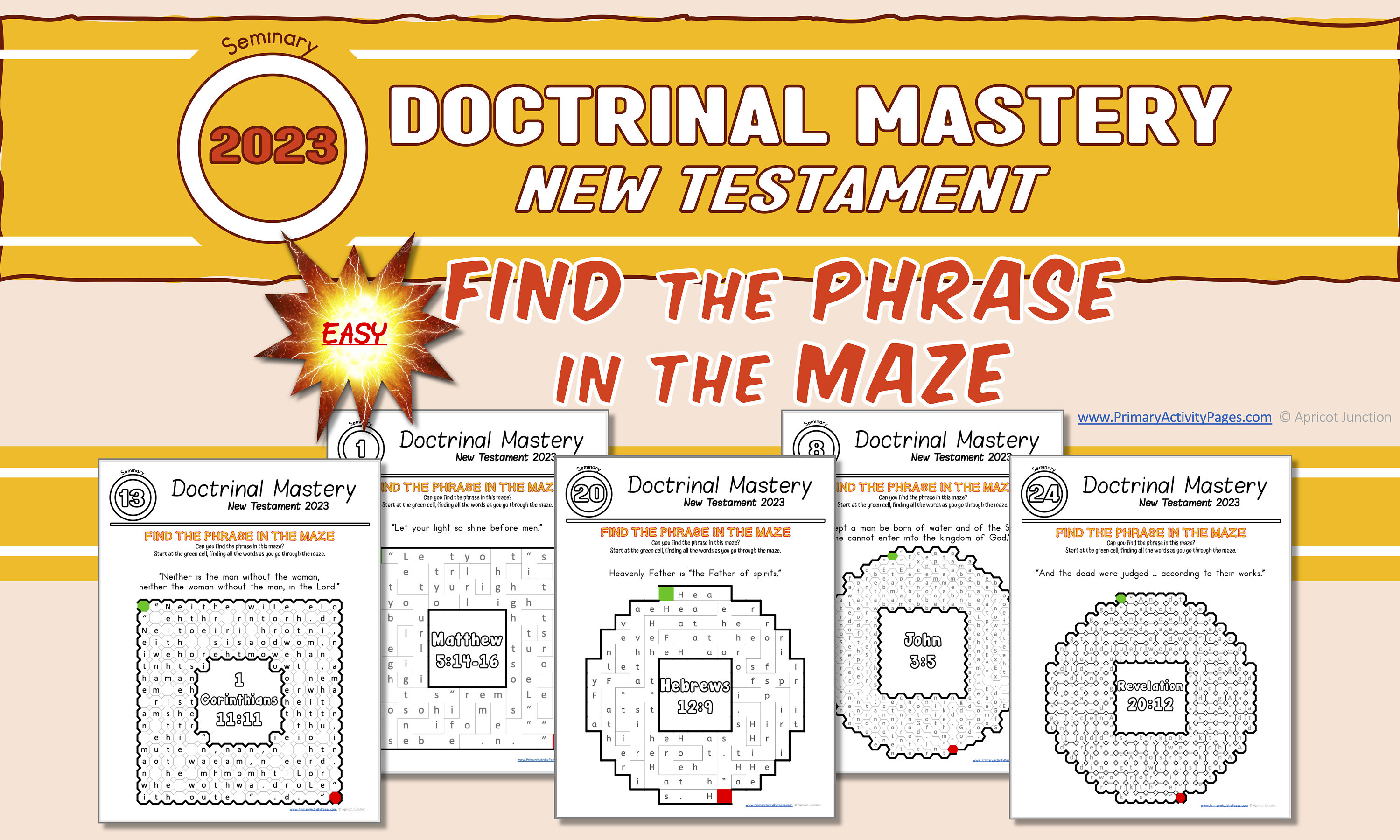 24 MAZES Full Page 2023 Doctrinal Mastery New Testament Printable Learn ...