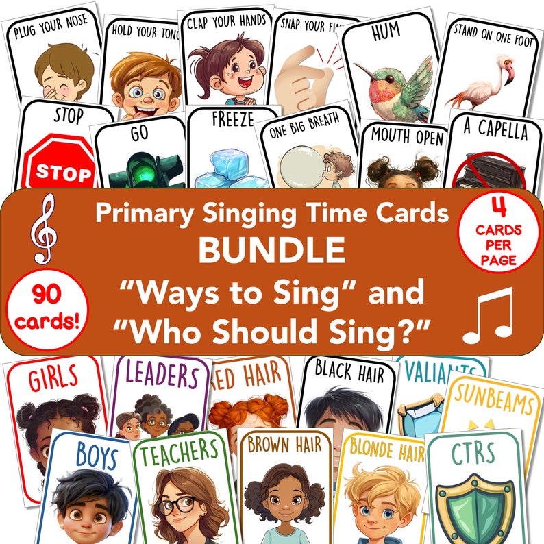 LDS Singing Time BUNDLE; 4 Cards/page, "who Should Sing?" & "ways to ...