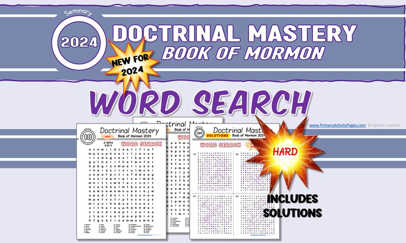 24 HARD Word Search Page 2024 Doctrinal Mastery Book of Mormon Print ...