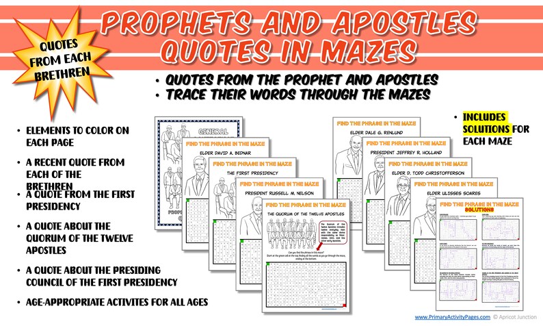 MAZES of QUOTES General Conference Color Pages LDS Prophet Apostles ...