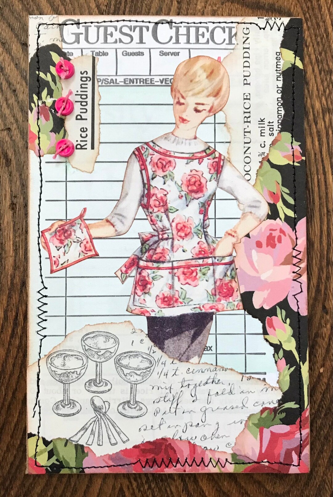 Blank Greeting/note Card, Collage Using Vintage Materials, Vintage ...