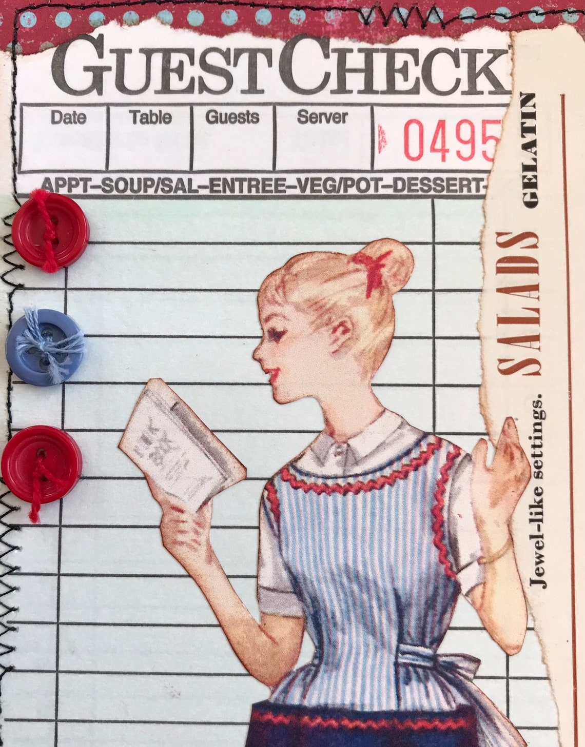 One-of-a-kind Blank Greeting/note Card, Collage Using Vintage Materials ...