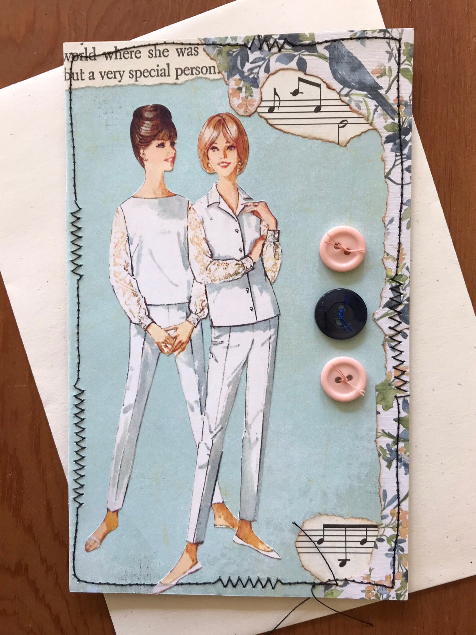 One-of-a-kind Blank Greeting/note Card, Original Art, Collage Using ...