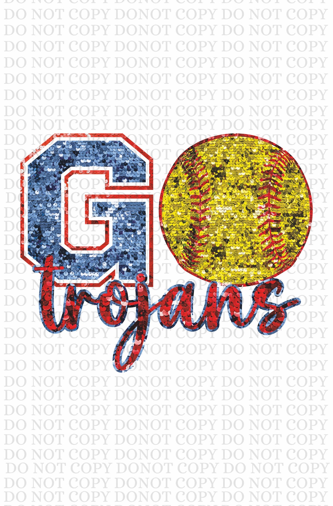 Faux Sequin Go Trojans Softball PNG - Etsy