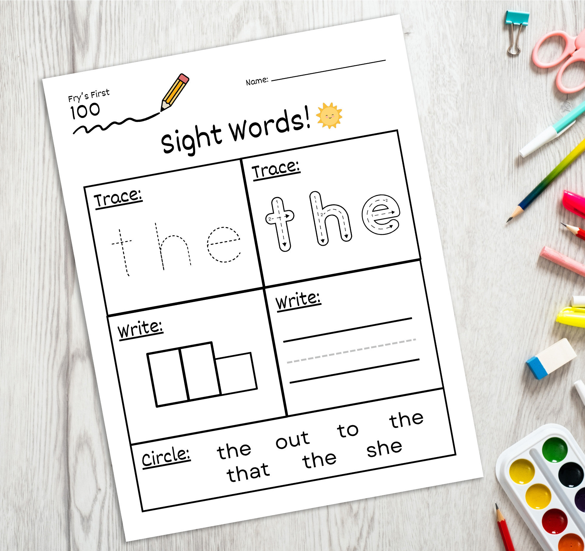 100 Printable Sight Words Worksheets | Fry's First 100 Words ...