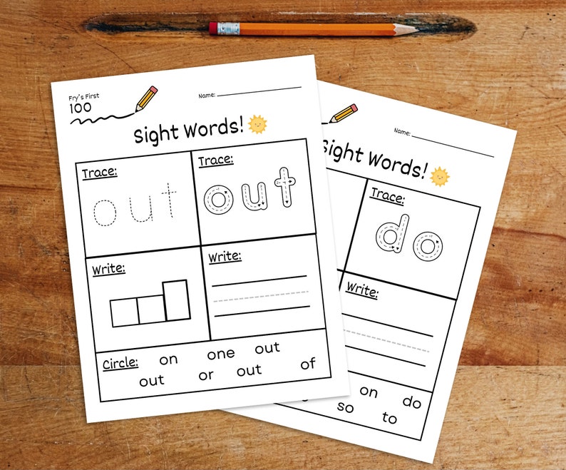 100 Printable Sight Words Worksheets | Fry's First 100 Words ...