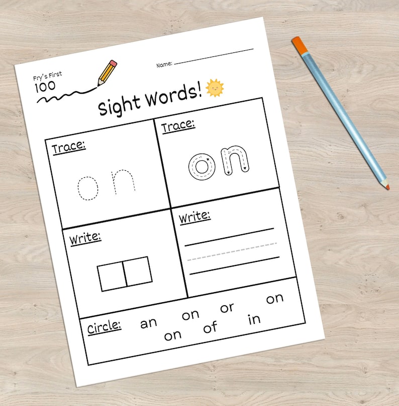 100 Printable Sight Words Worksheets | Fry's First 100 Words ...