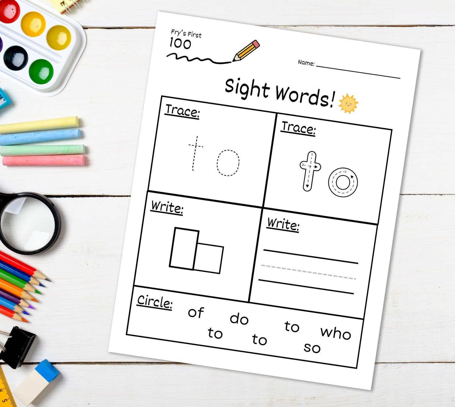 100 Printable Sight Words Worksheets | Fry's First 100 Words ...