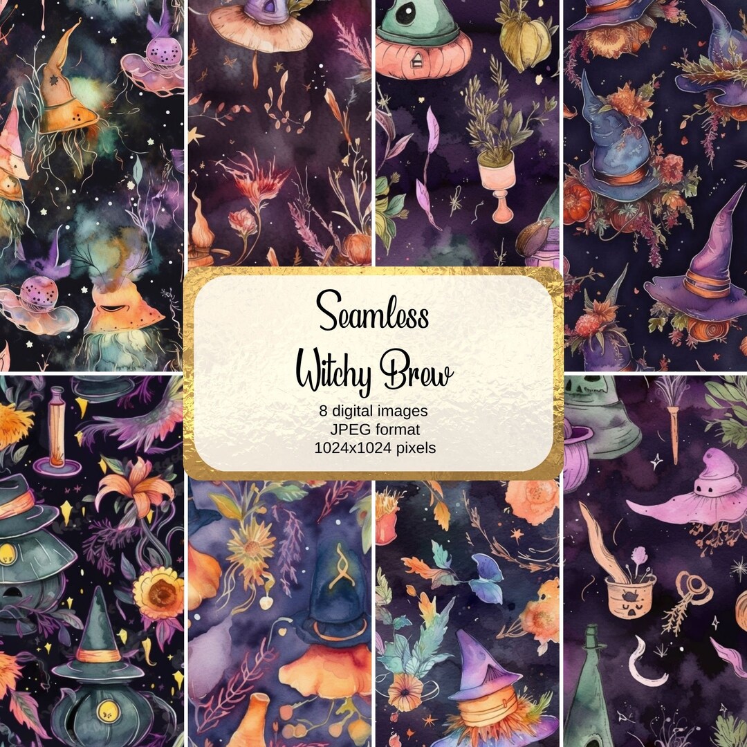 Mystical Witchy Seamless Pattern Bundle Digital Download for Enchanting ...
