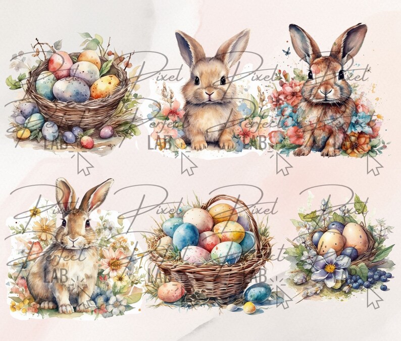 Easter Watercolor Clipart Set, Springtime Clipart Bundle, Easter Floral ...