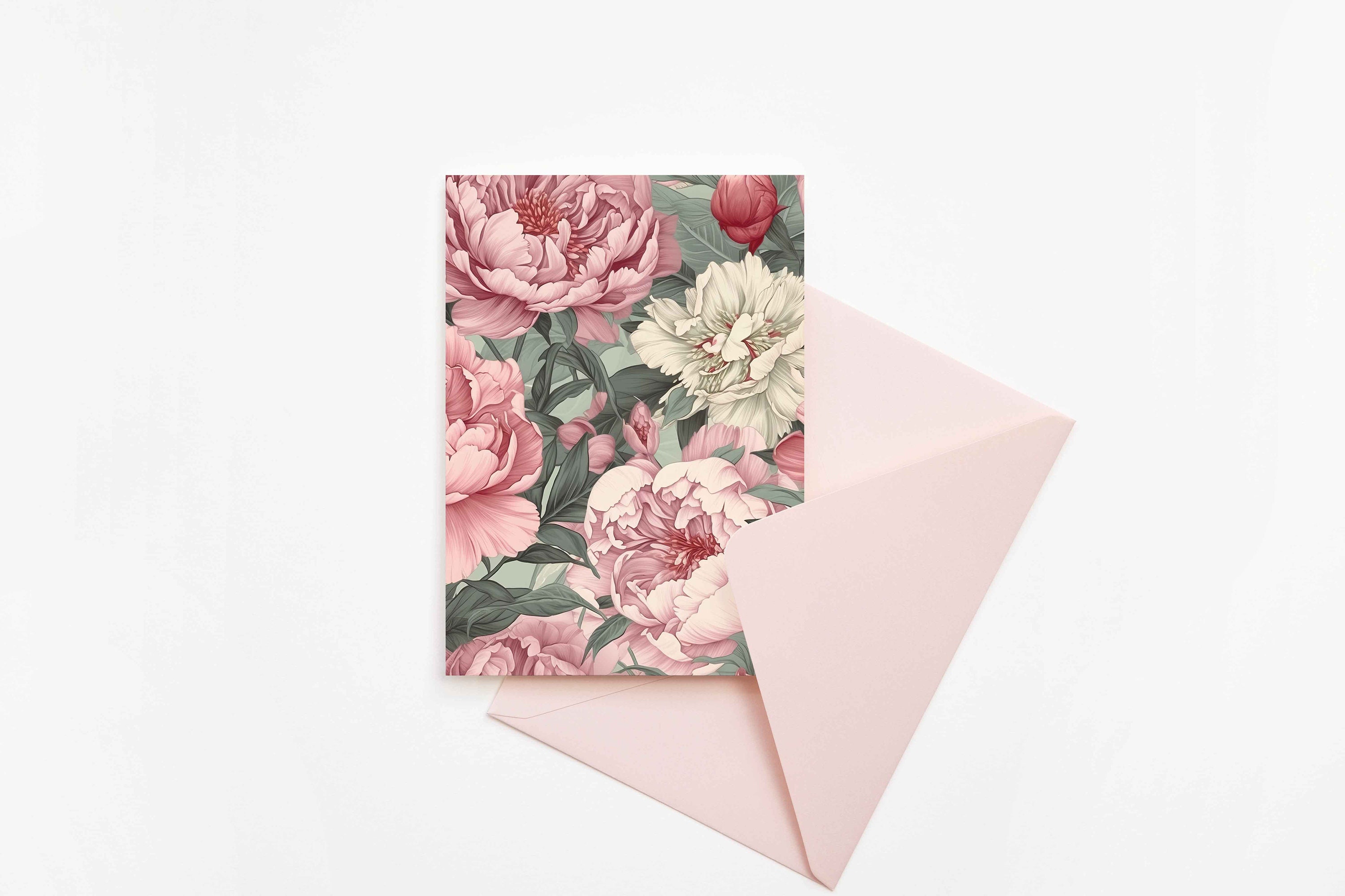 Seamless Pattern Peony Watercolor Flowers, Floral Digital Paper Pack ...