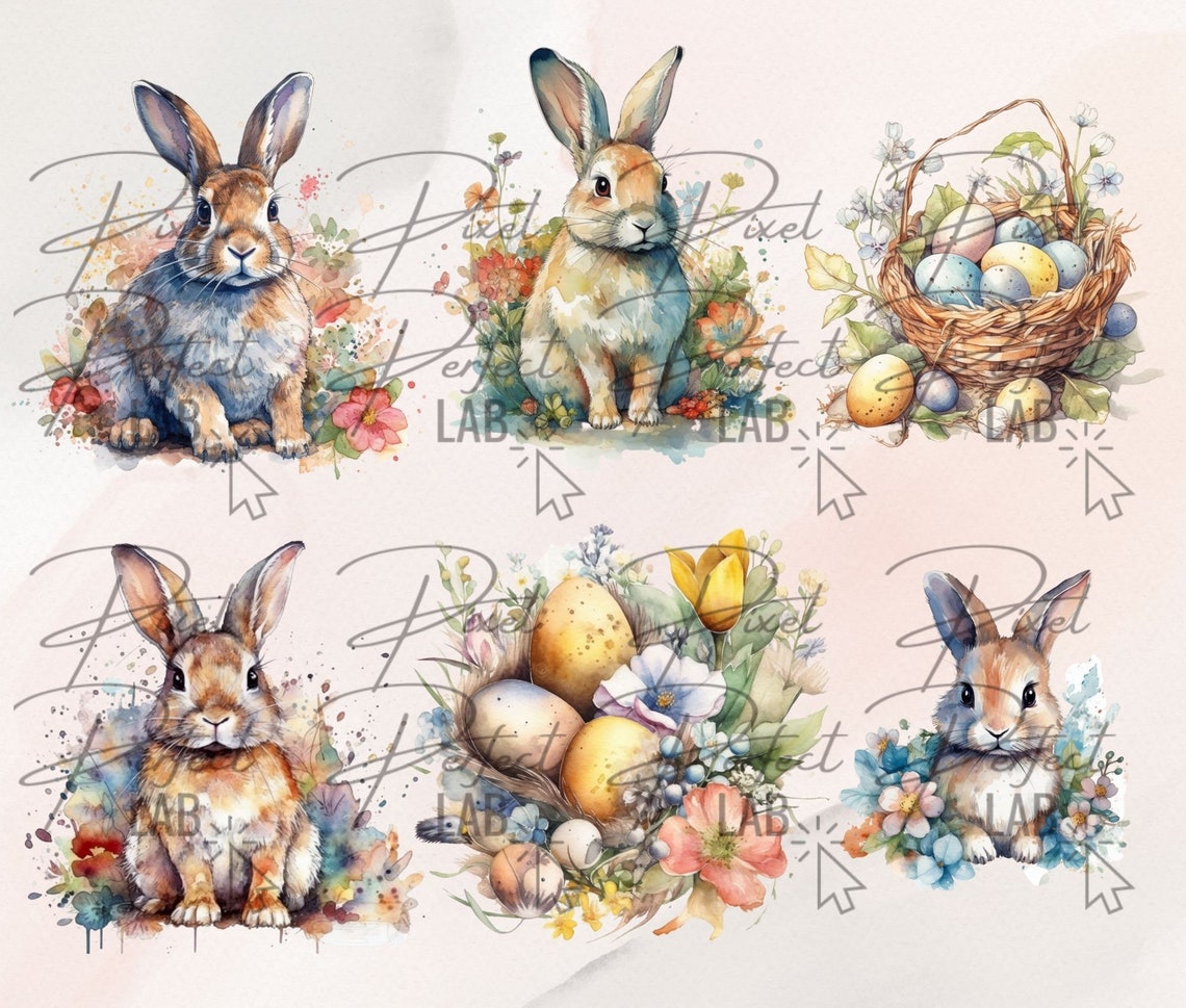 Easter Watercolor Clipart Set, Springtime Clipart Bundle, Easter Floral ...