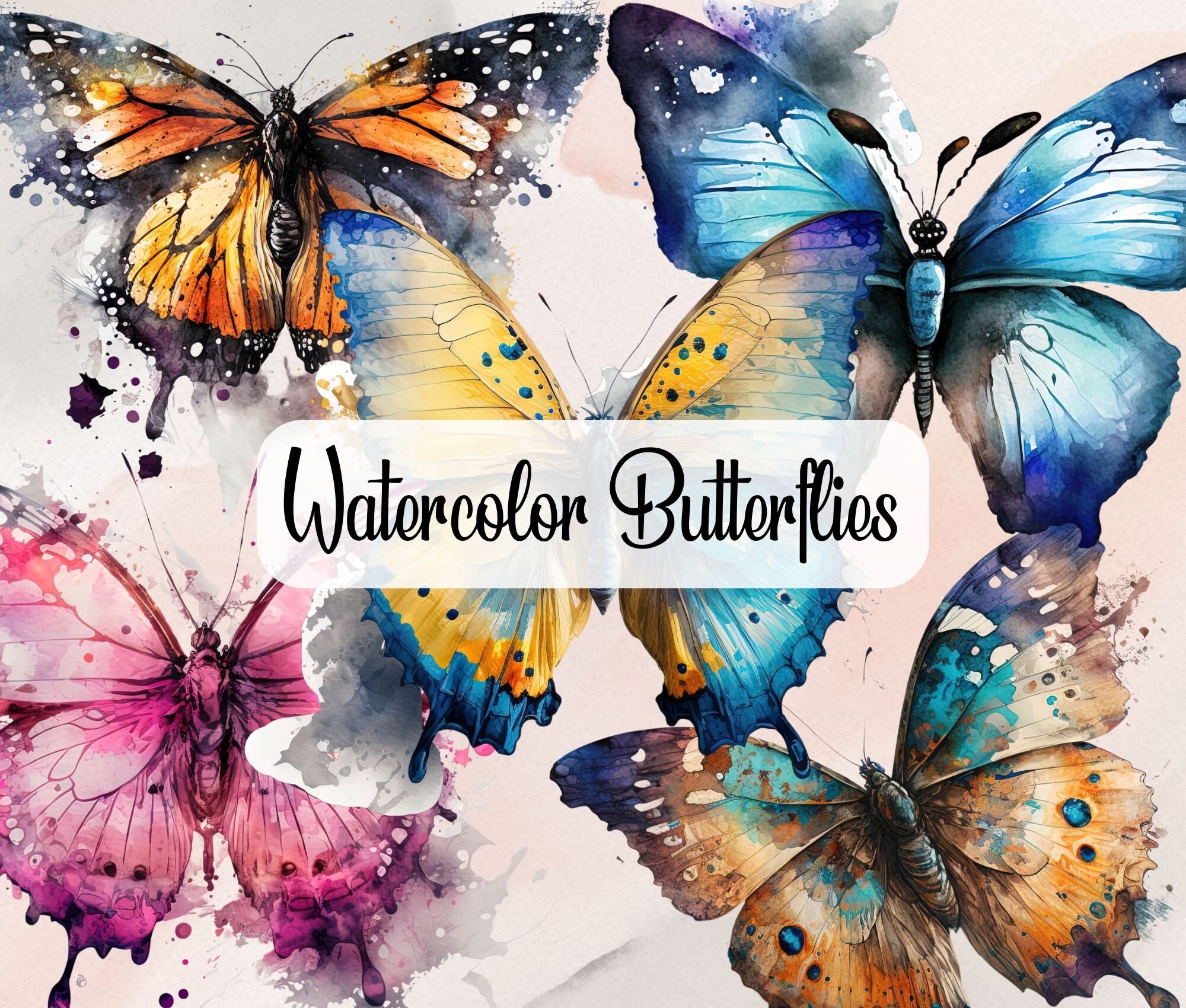 Butterfly Watercolor Clipart Bundle Butterfly Graphics Summer - Etsy