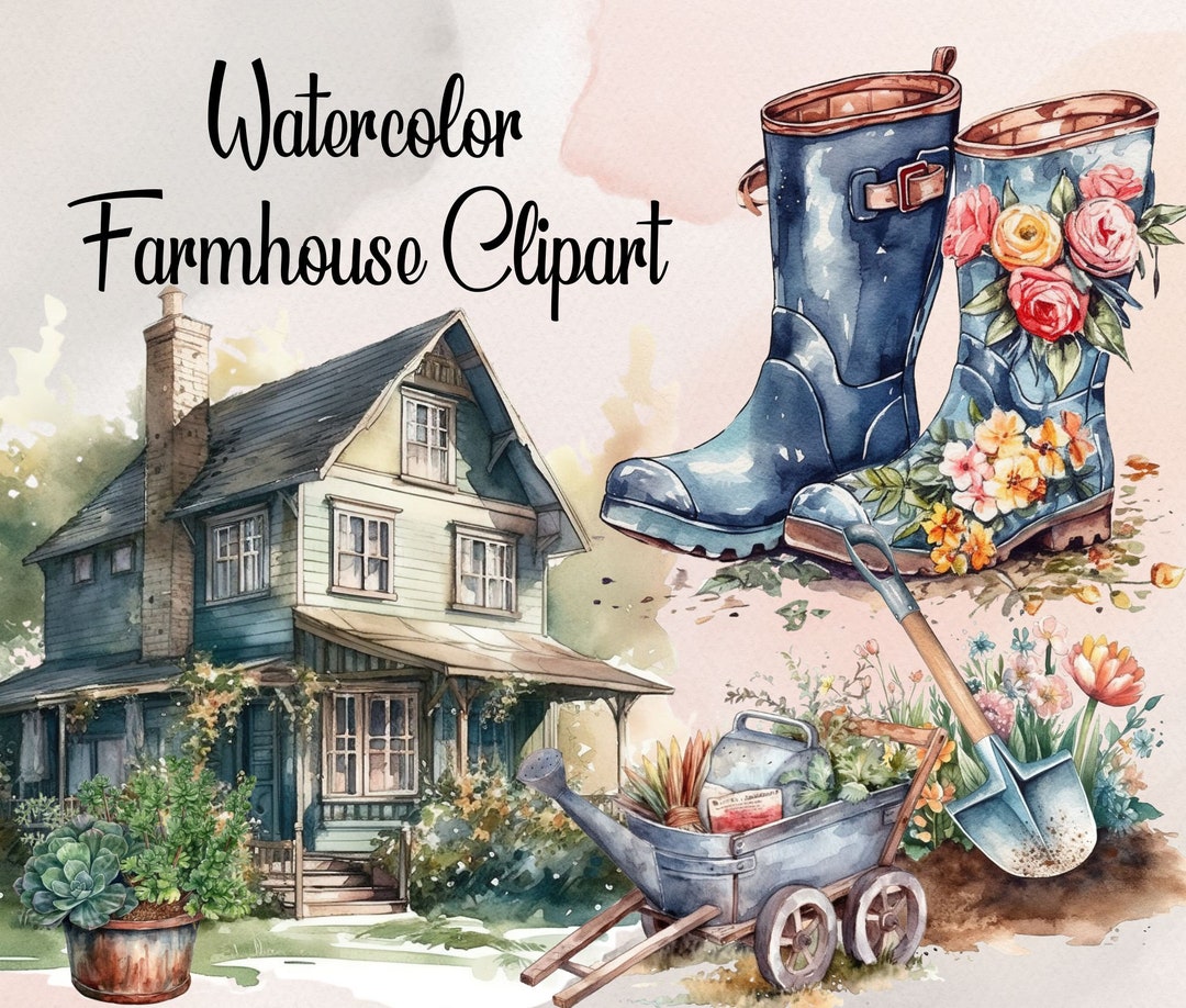 Farmhouse Clipart: Rustic Spring Charm Bundle With Western - Etsy
