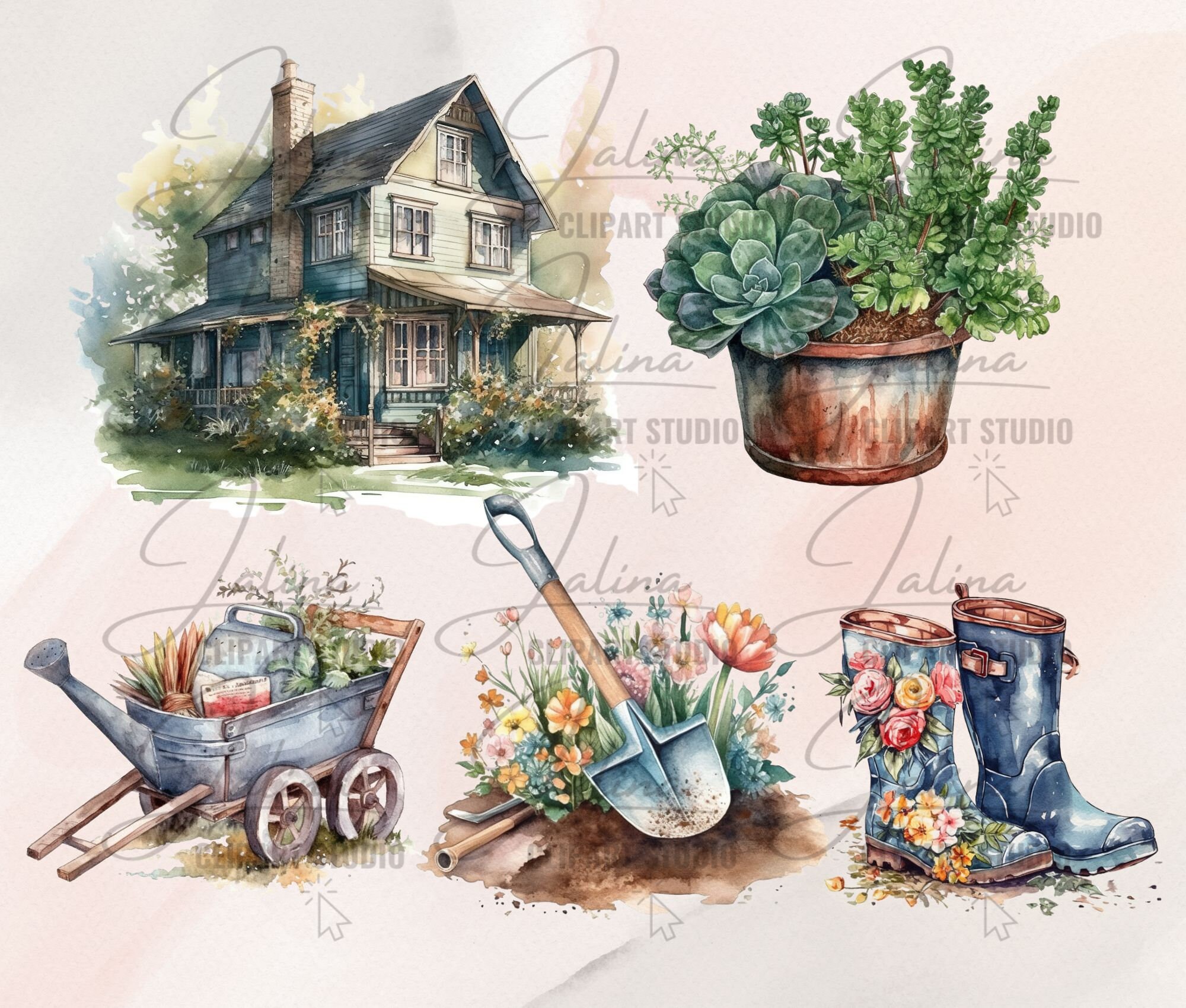 Farmhouse Clipart: Rustic Spring Charm Bundle With Western - Etsy